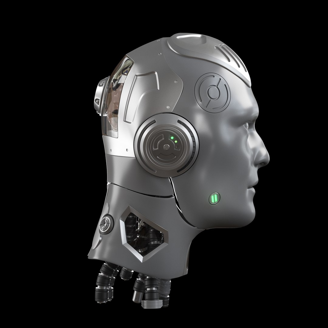 Male Robot Head Grey 3D Model - TurboSquid 2239433