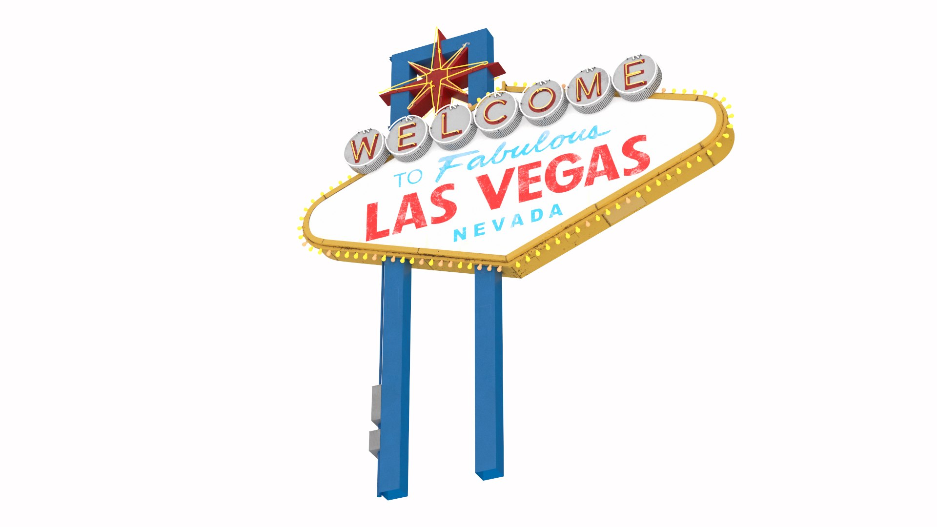 Welcome Las Vegas Sign Light On 3D Model - TurboSquid 2004687