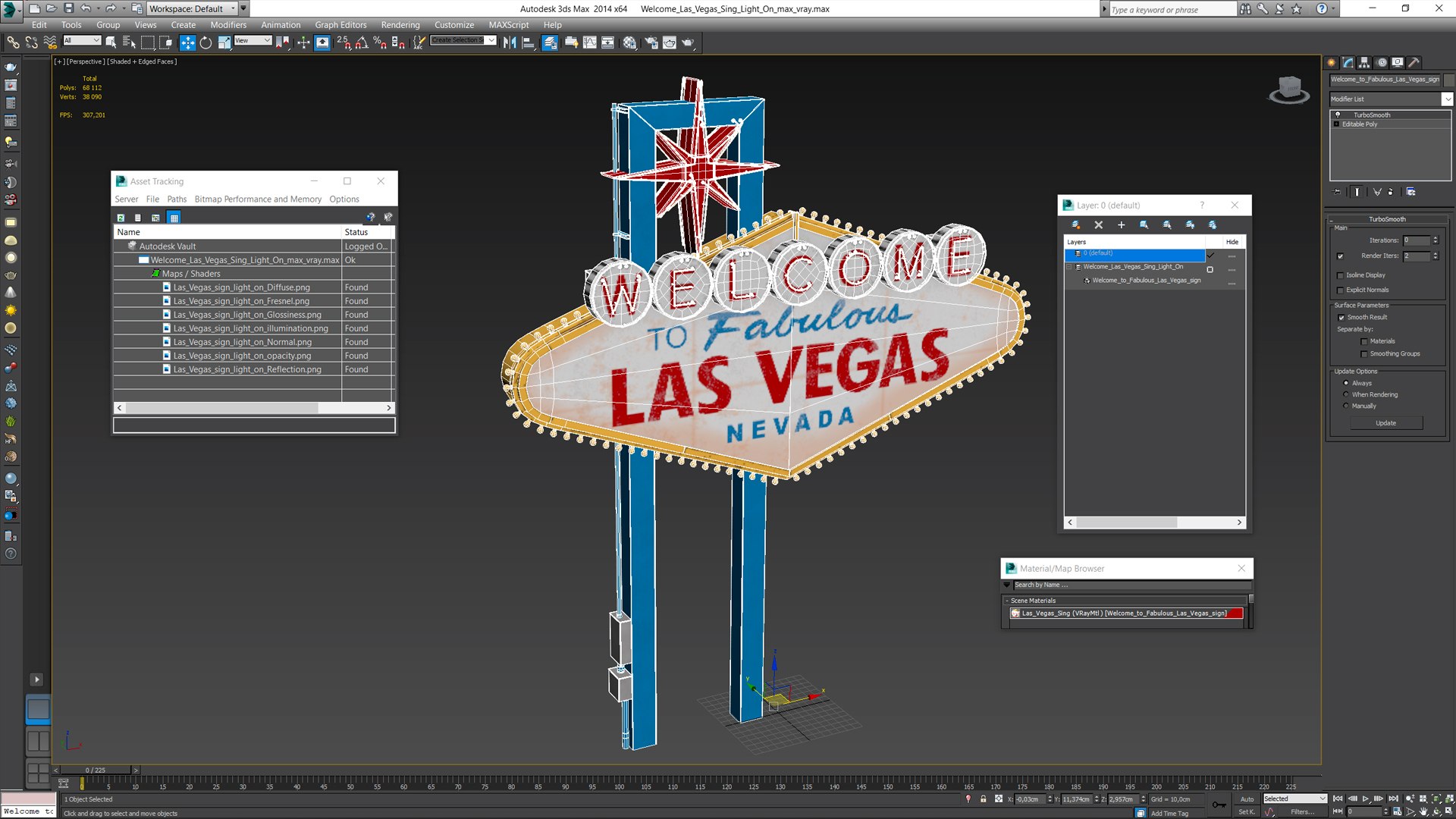 Welcome Las Vegas Sign Light On 3D model - TurboSquid 2004687