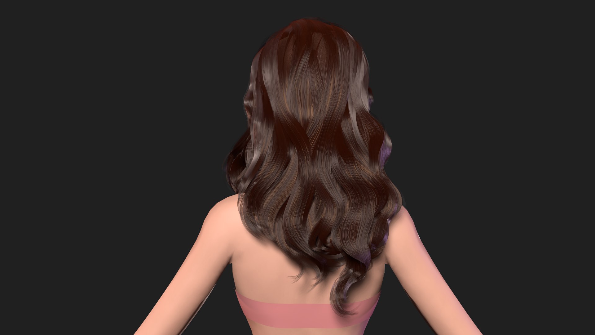 PBR Game Hair CG Hair Long Hair Big Waves Female Hair Beauty Hair 06 3D ...