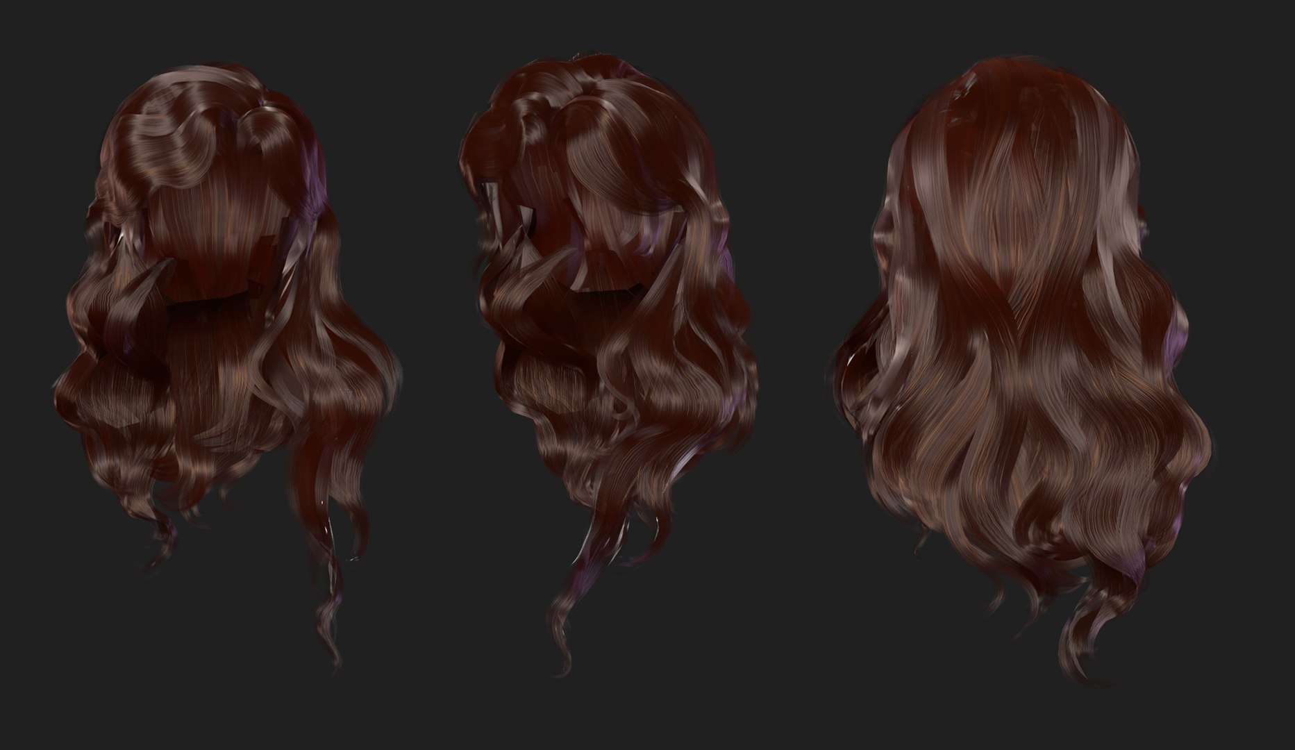 PBR Game Hair CG Hair Long Hair Big Waves Female Hair Beauty Hair 06 3D ...