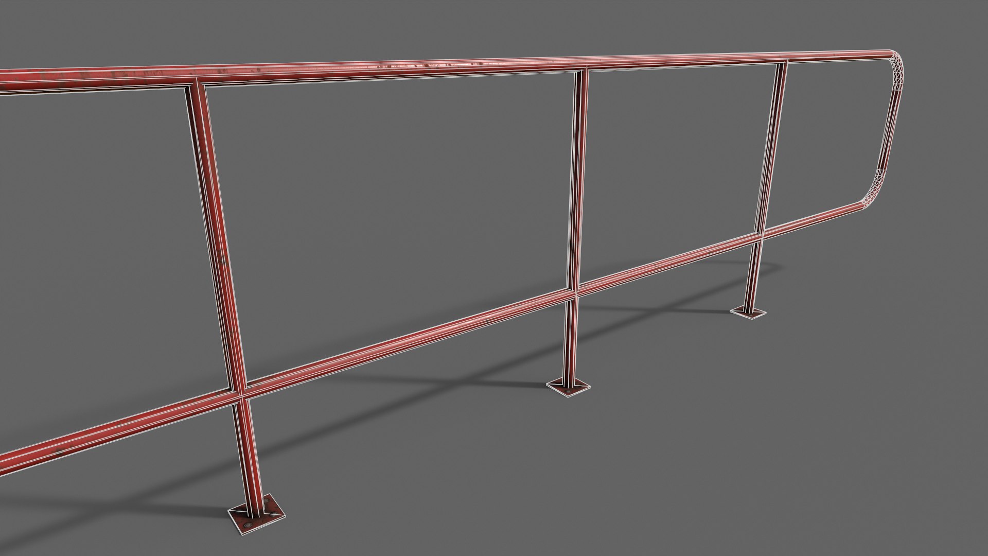 PBR Pedestrian Guard Rail Red V5 3D model - TurboSquid 1867596