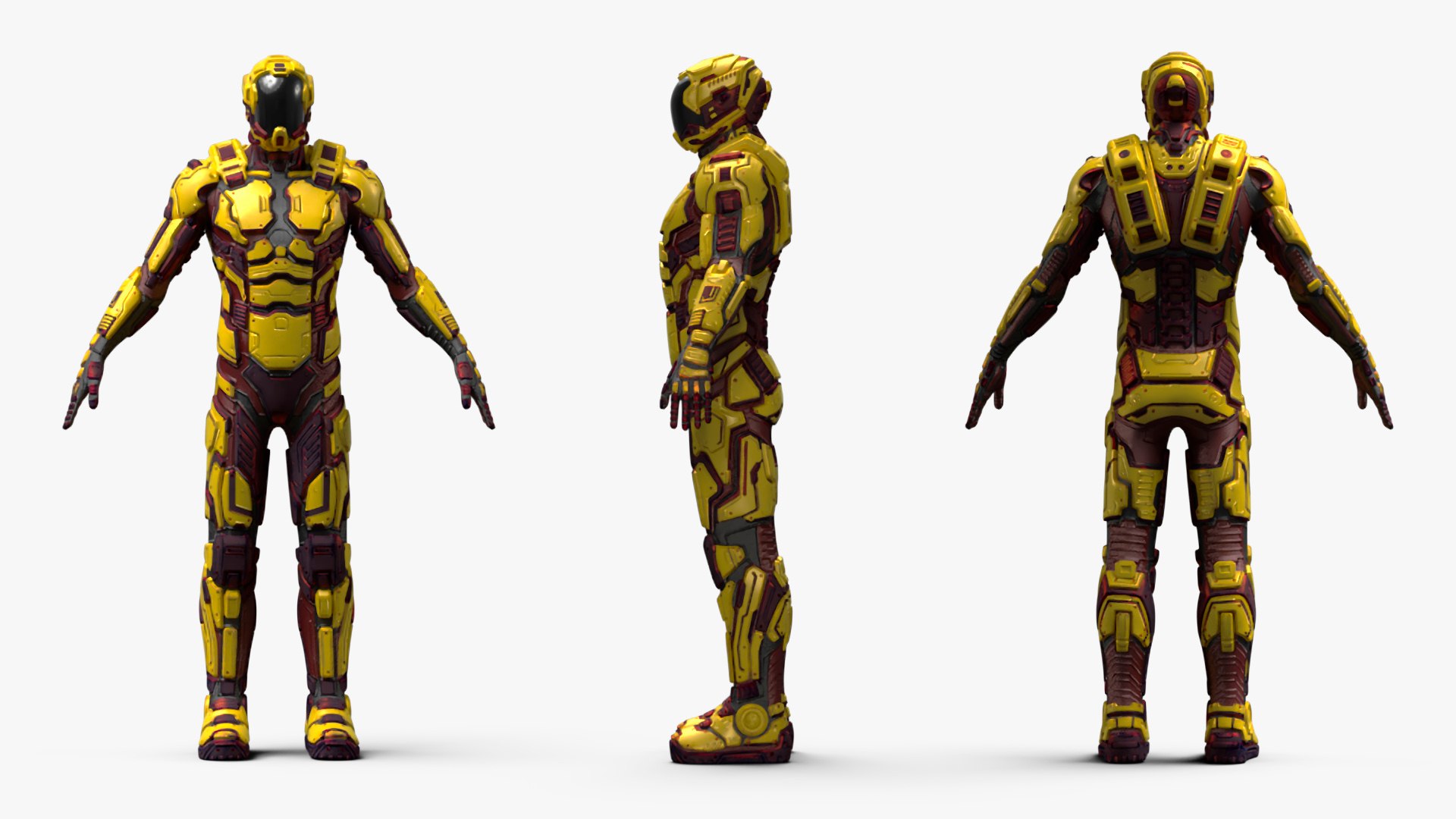 Futuristic Armored Cyborg Yellow Rigged 3D Model - TurboSquid 2250096