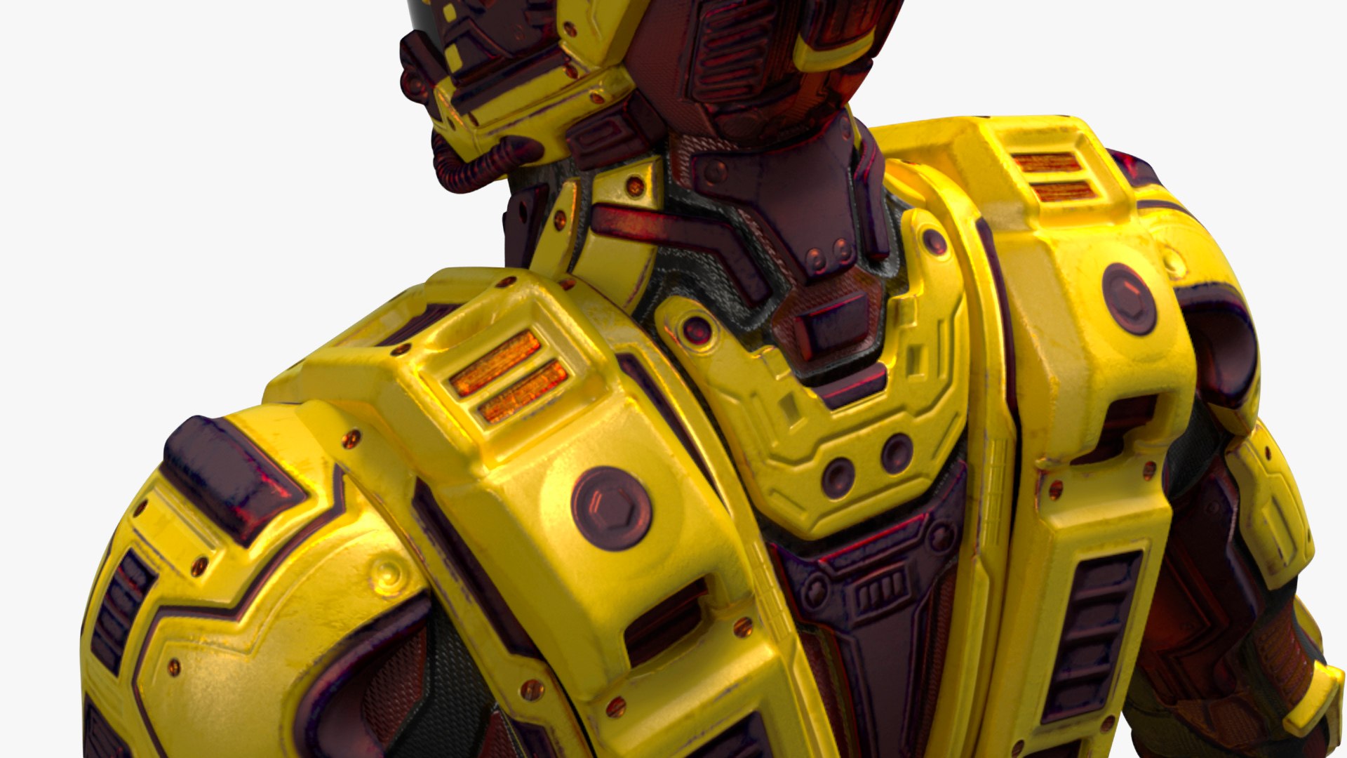 Futuristic Armored Cyborg Yellow Rigged 3D Model - TurboSquid 2250096