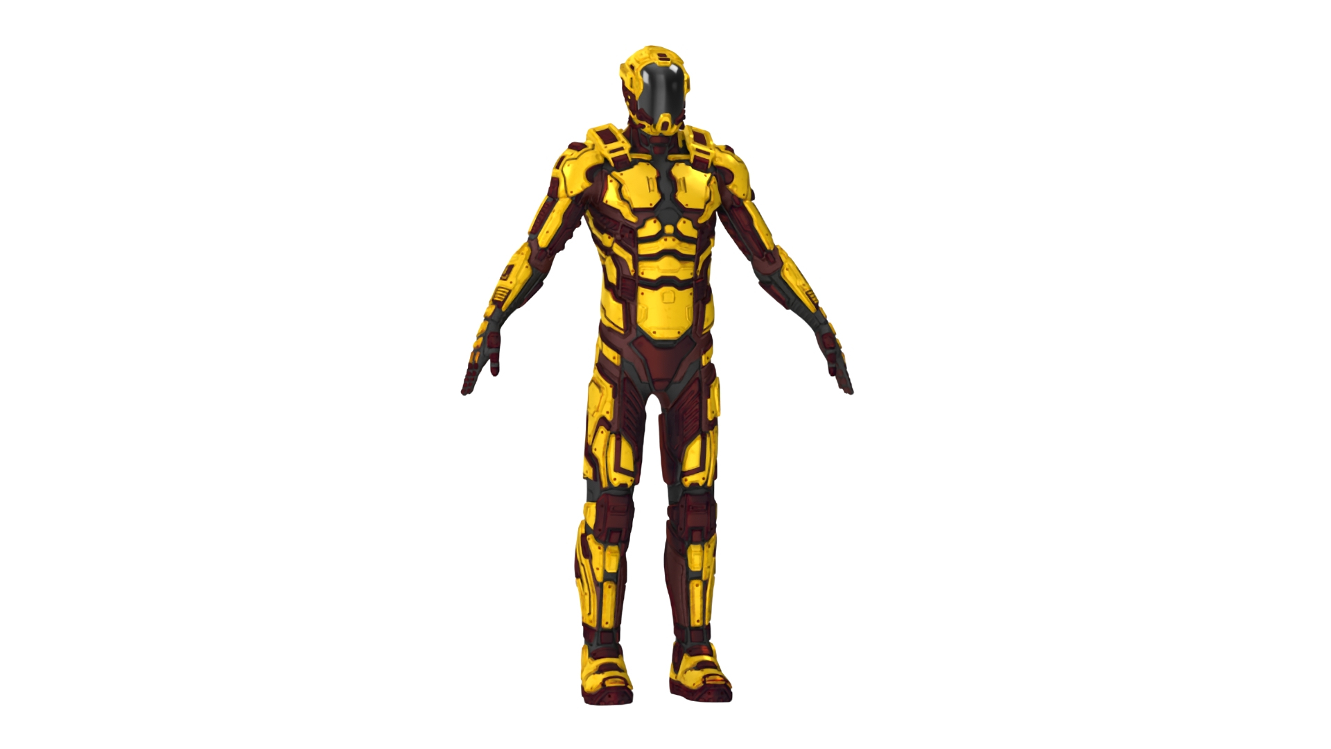 Futuristic Armored Cyborg Yellow Rigged 3D Model - TurboSquid 2250096
