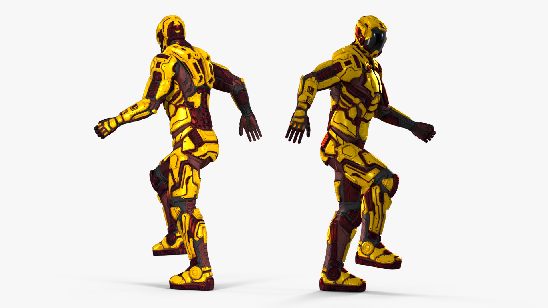 Futuristic Armored Cyborg Yellow Rigged 3D Model - TurboSquid 2250096