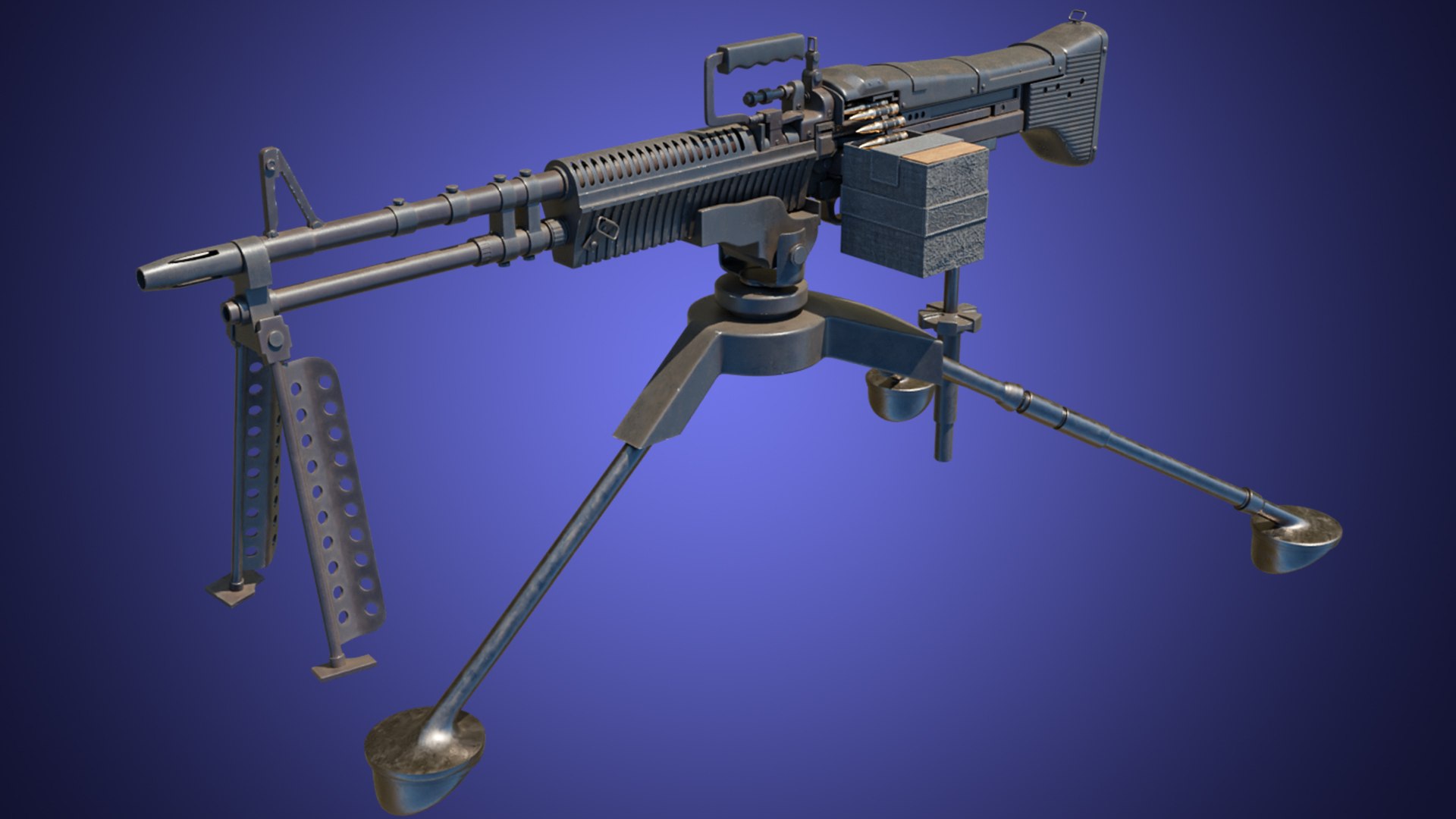 M60 Machine Gun PBR Unity UE Arnold V-Ray Textures Included 3D model ...