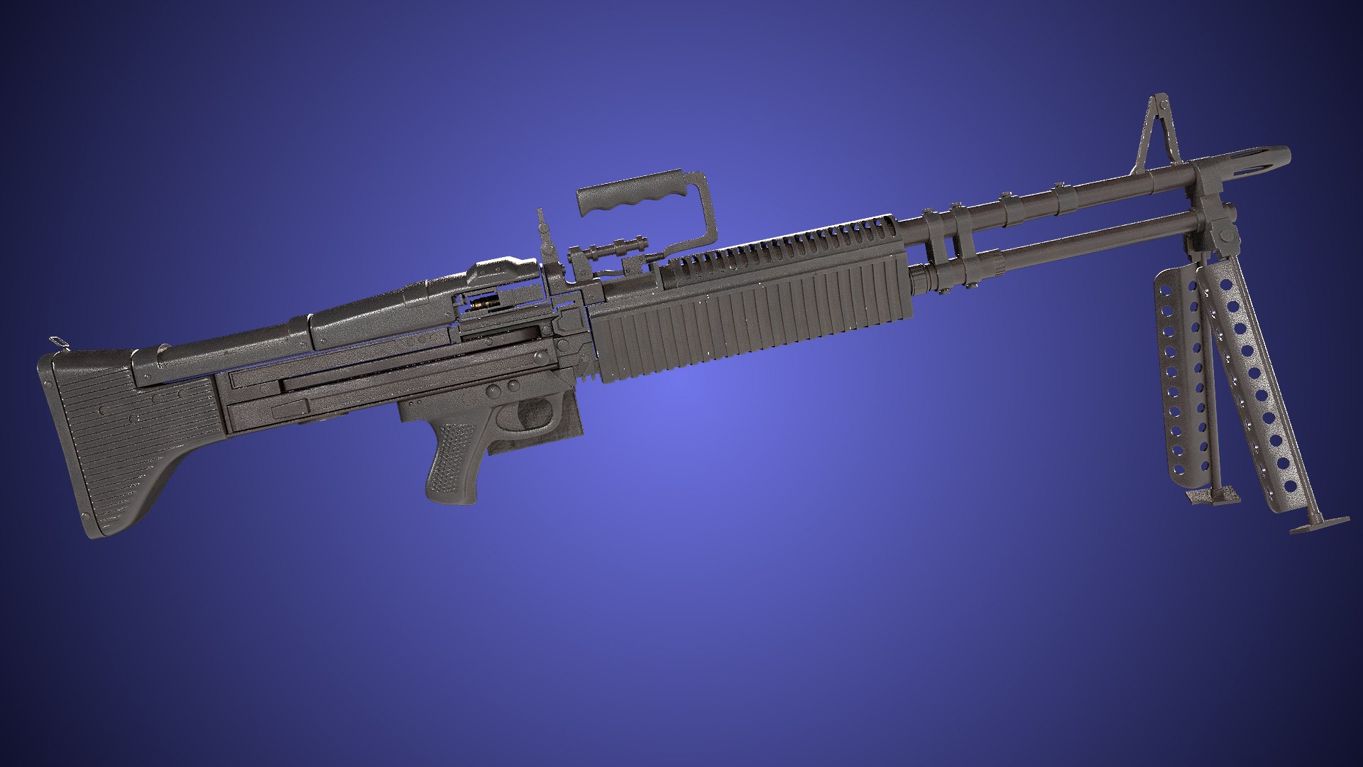 M60 Machine Gun PBR Unity UE Arnold V-Ray Textures Included 3D model ...