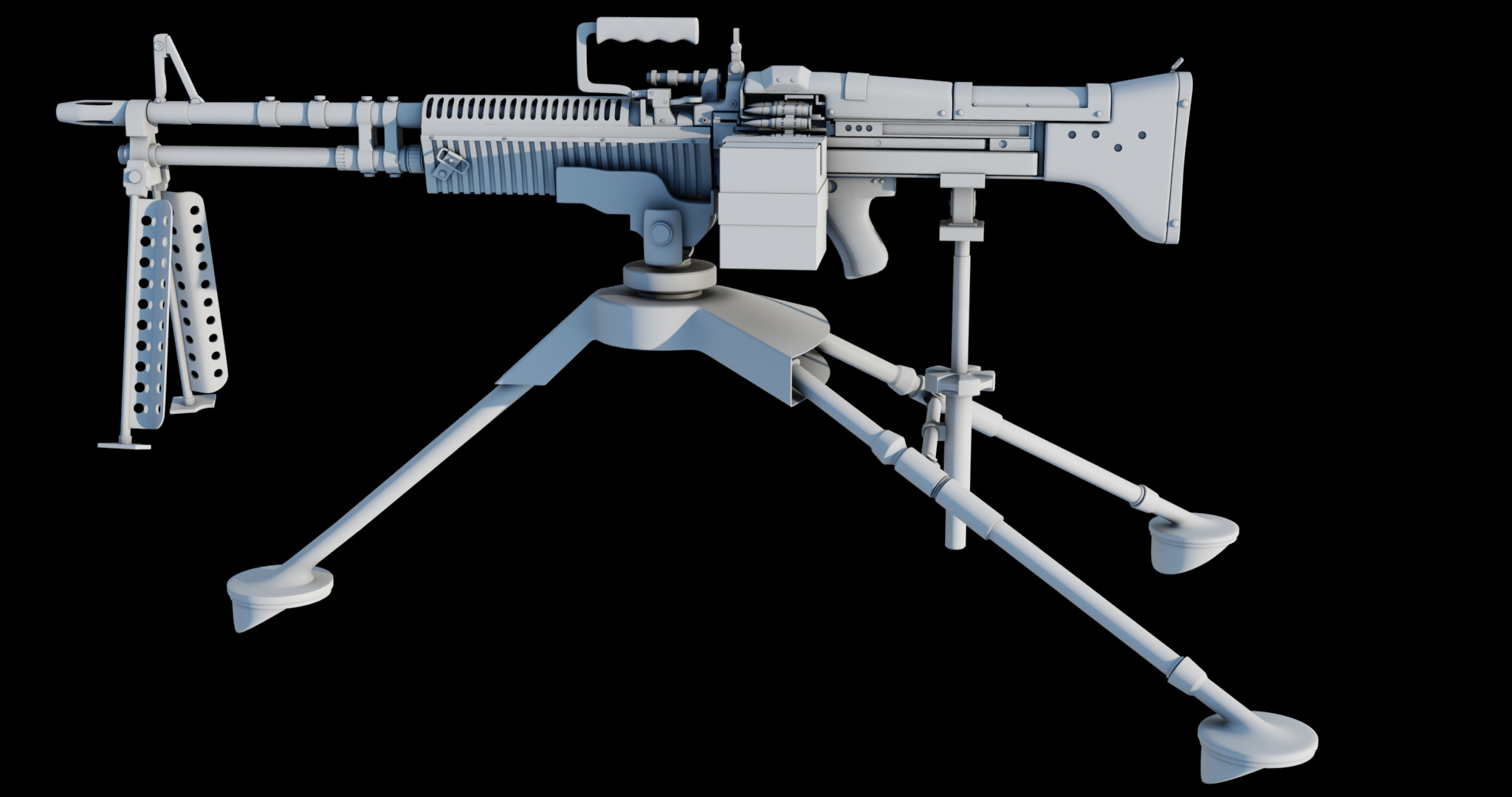 3D модель M60 Machine Gun PBR Unity UE Arnold V-Ray Textures Included ...