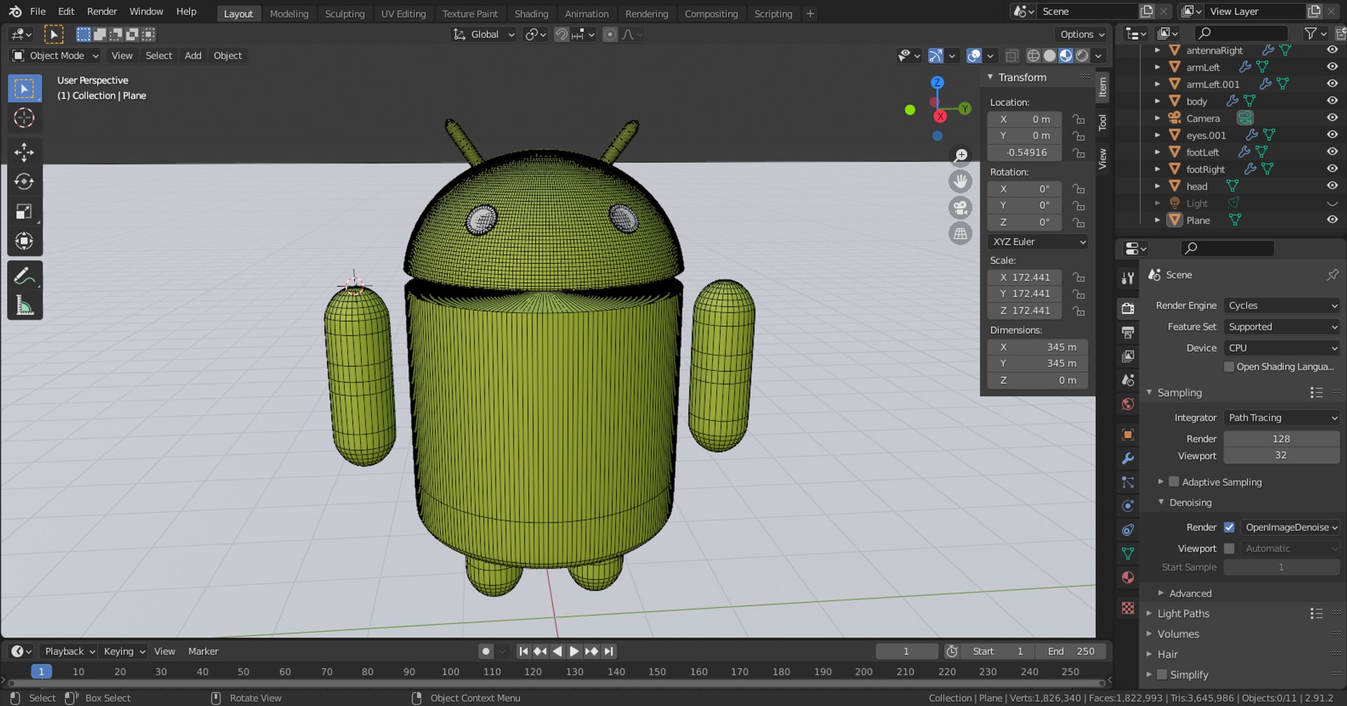 3D Green Android Mascot - TurboSquid 1923020