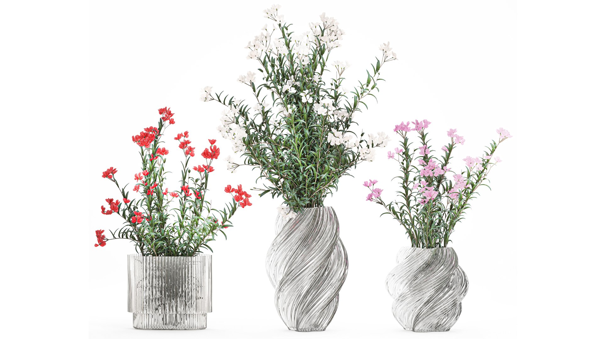 Beautiful Bouquets Flowers Oleander Nerium Vase Decor 3D Model ...