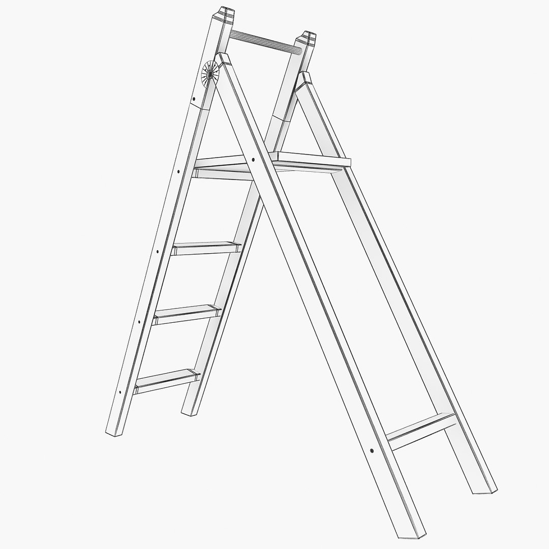 Wooden Folding Ladder 3d Max