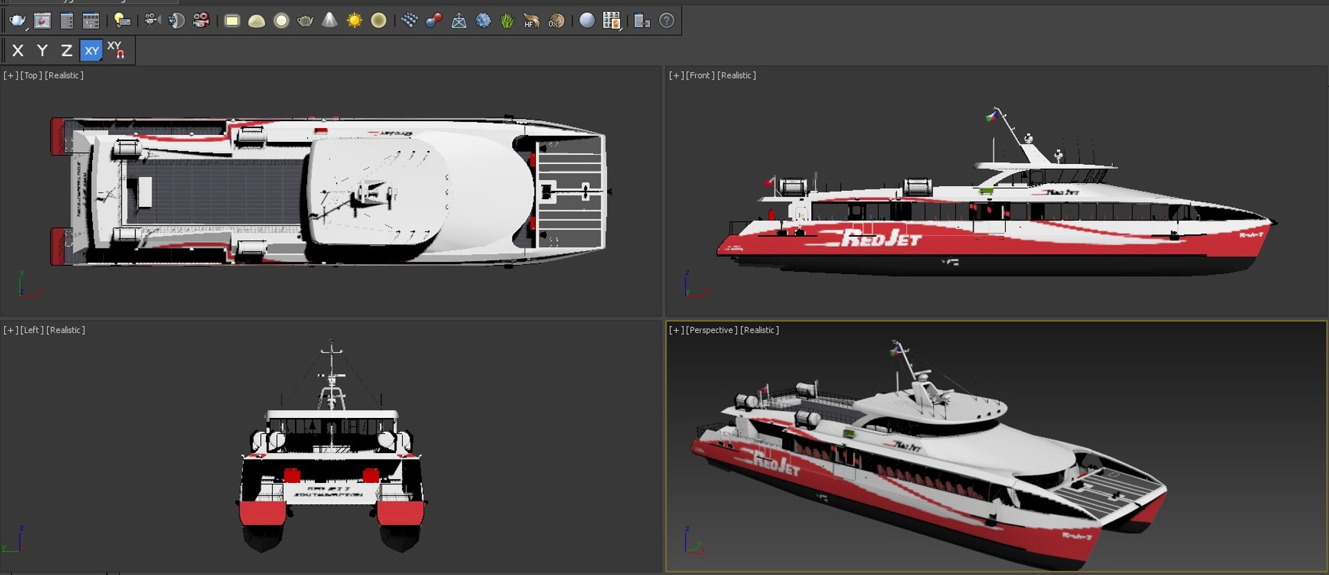 3D Red Jet 7 Ferry Model - TurboSquid 1668545