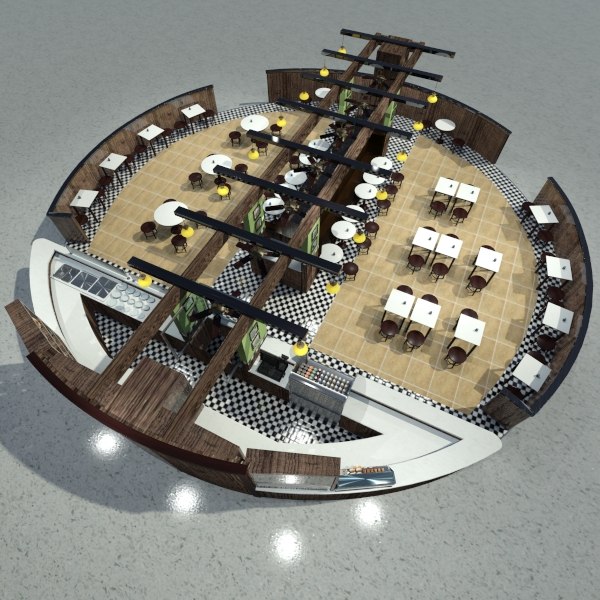 3d model cafe restaurant