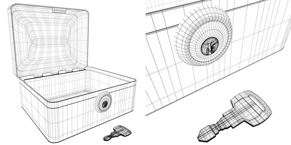 Locked box key 3D model - TurboSquid 1406855