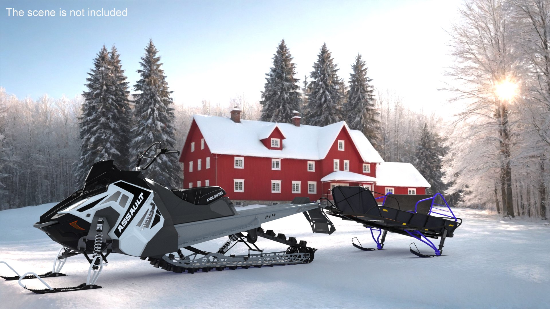 3D Snowmobile Pull Behind Sled - TurboSquid 2274419