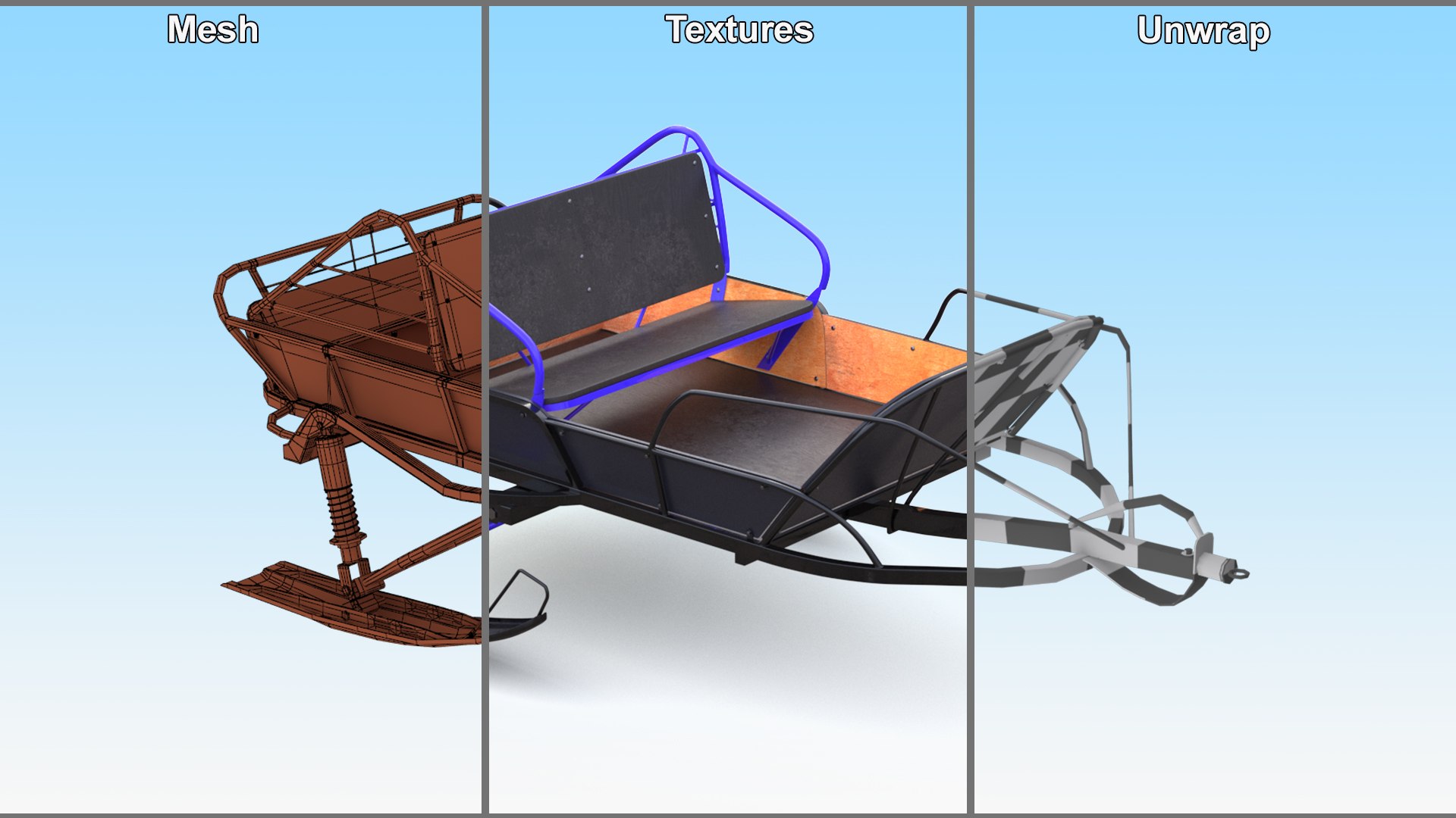 3D Snowmobile Pull Behind Sled - TurboSquid 2274419