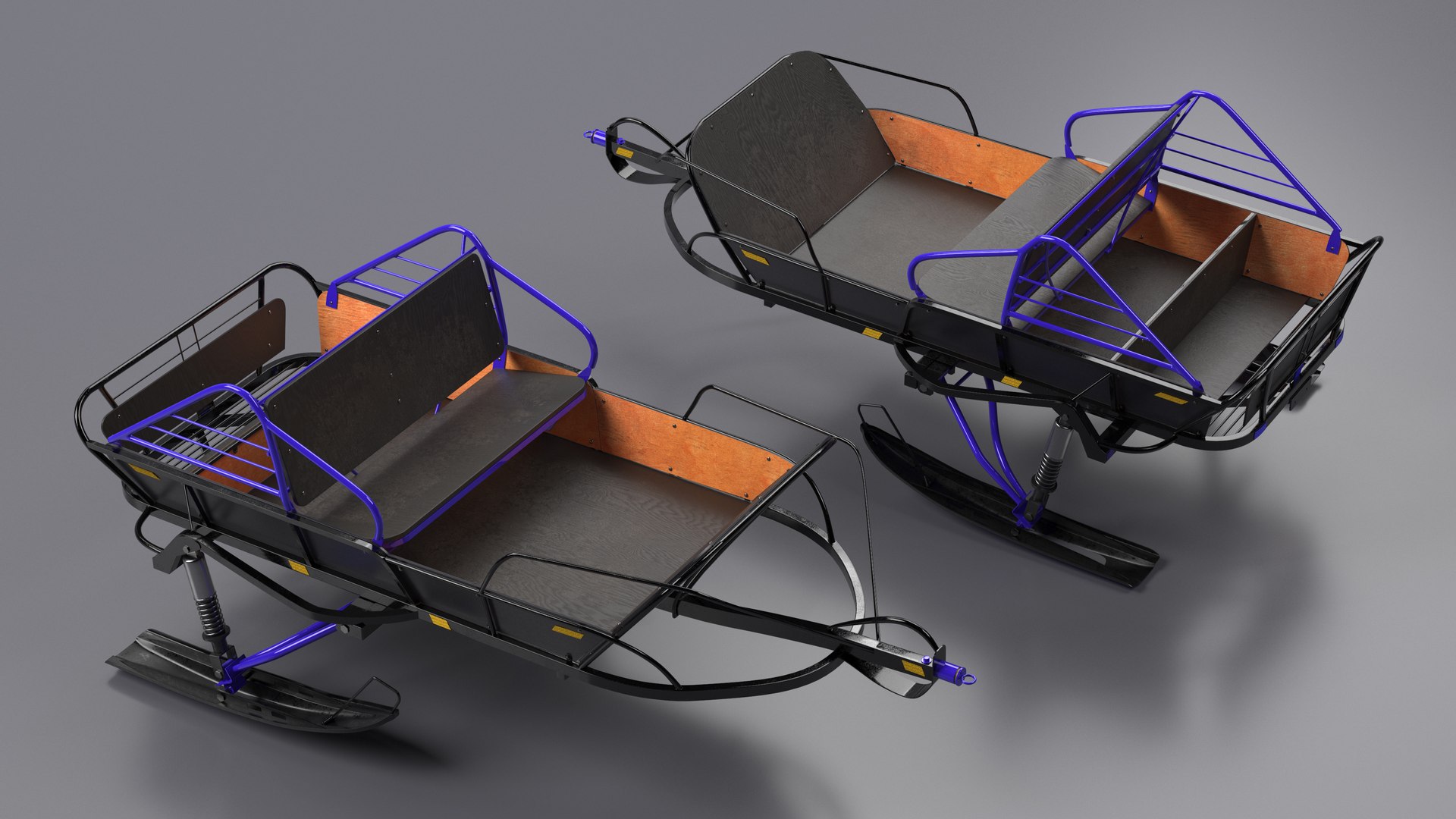 3D Snowmobile Pull Behind Sled - TurboSquid 2274419