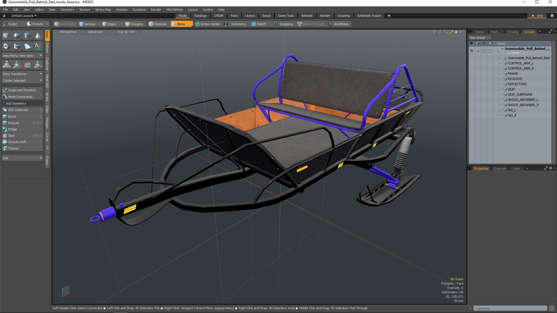 3D Snowmobile Pull Behind Sled - TurboSquid 2274419