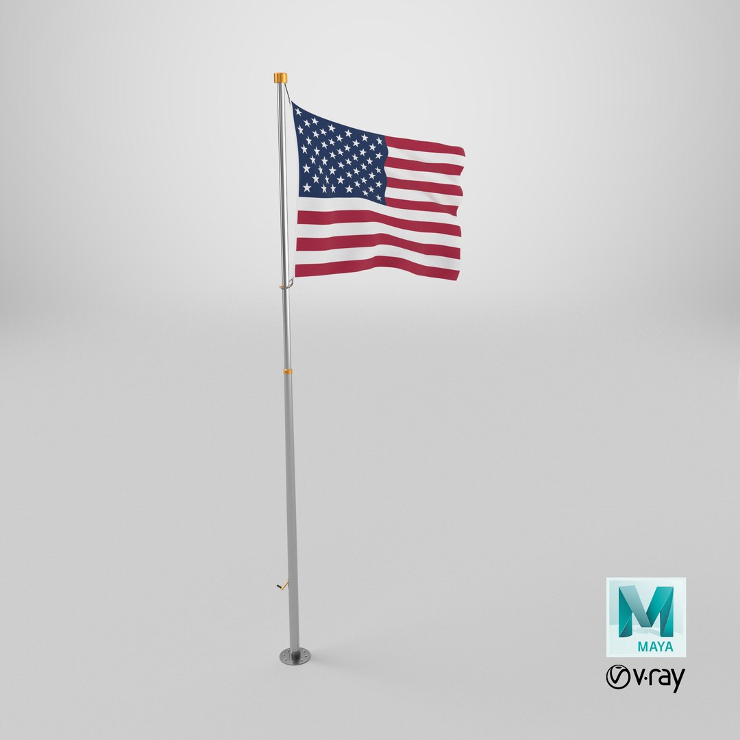 3D Pole Flag USA Model - TurboSquid 2214482