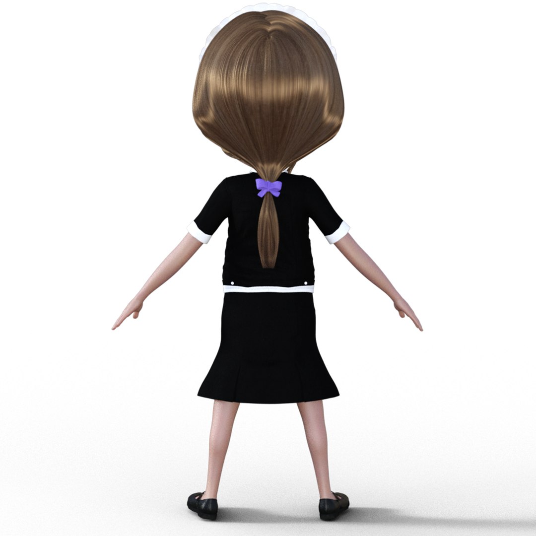 3d Cartoon Maid Girl 3d Model Turbosquid 1916436