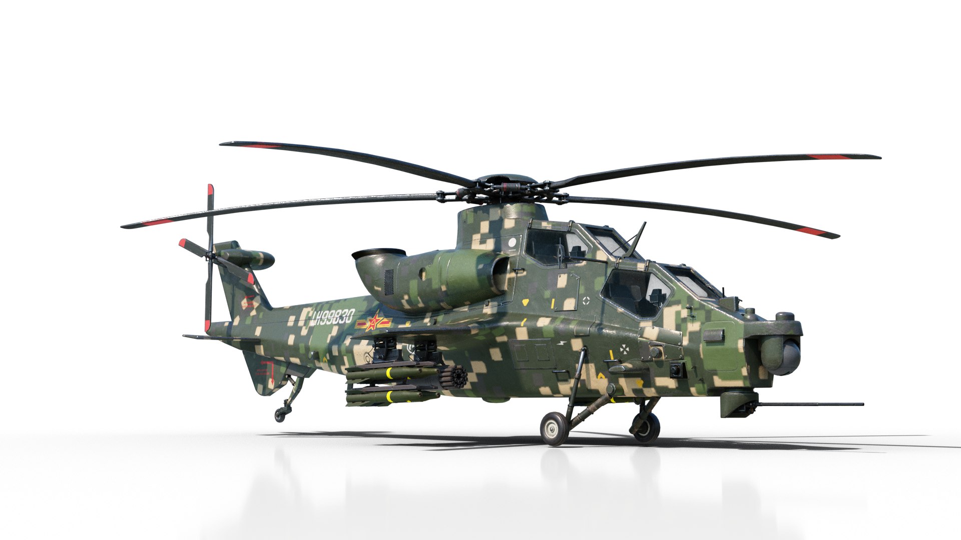PBR 5 Coatings Chinese WZ-10 Gunship Z-10 Attack Helicopter 3D Model ...