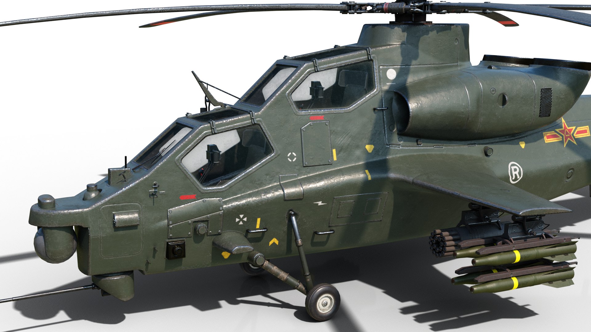 PBR 5 Coatings Chinese WZ-10 Gunship Z-10 Attack Helicopter 3D Model ...