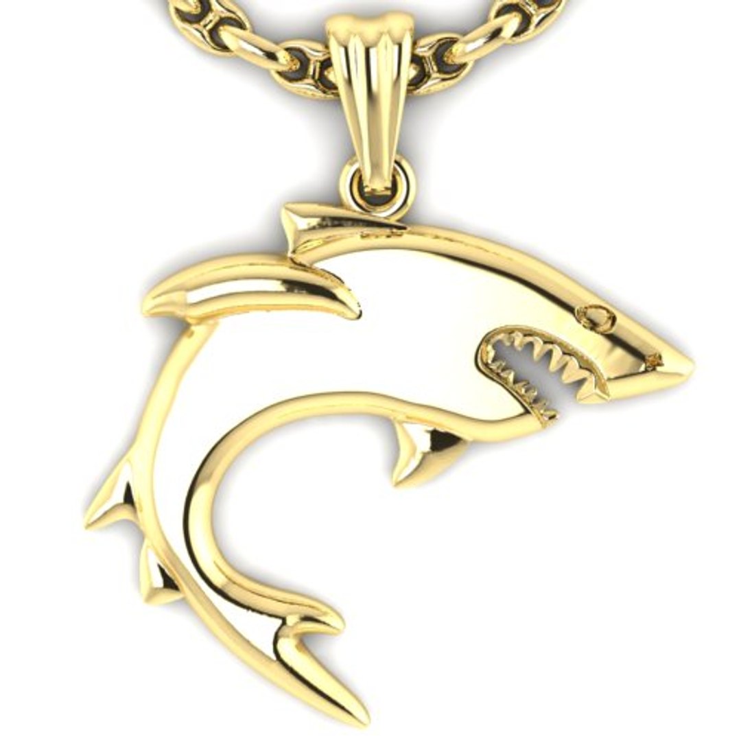 3D Pendant Shark With Chain - TurboSquid 1968257