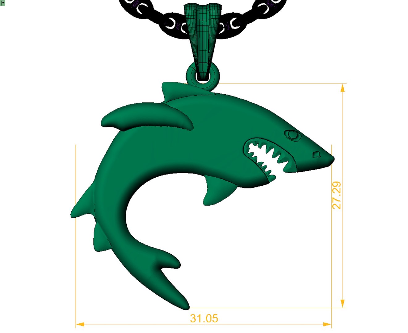 3D Pendant Shark With Chain - TurboSquid 1968257