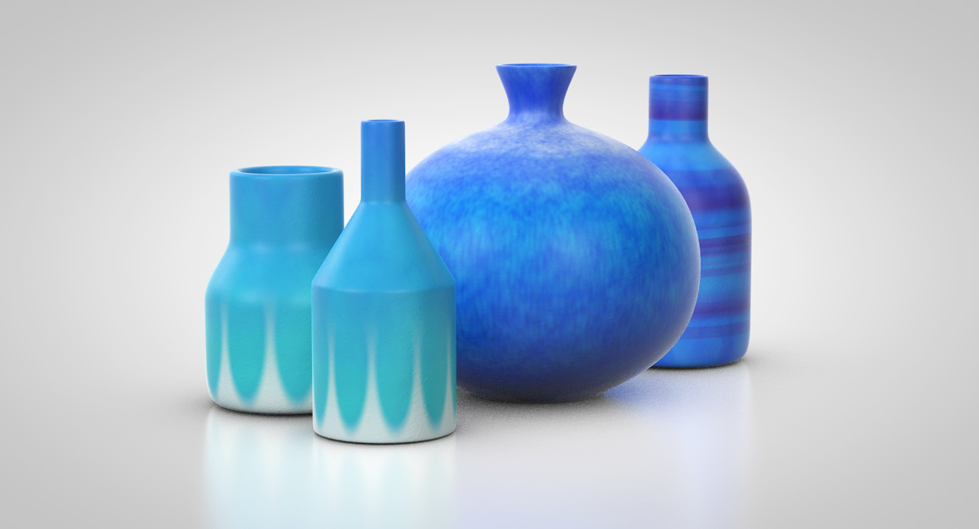 3D Decorative Set Blue Ceramic Model - TurboSquid 1416022