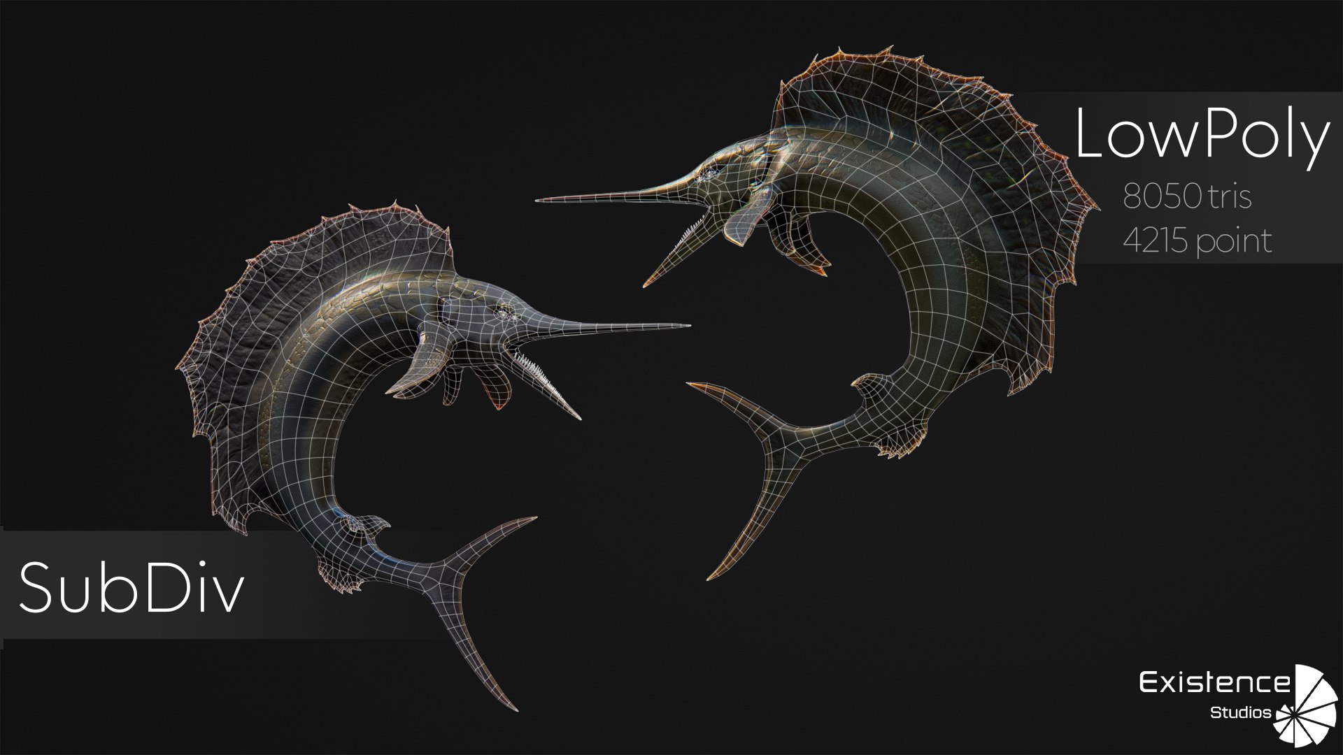 Marlin Low Poly Model Underwater Creatures Ocean Monster Fish Model Low ...