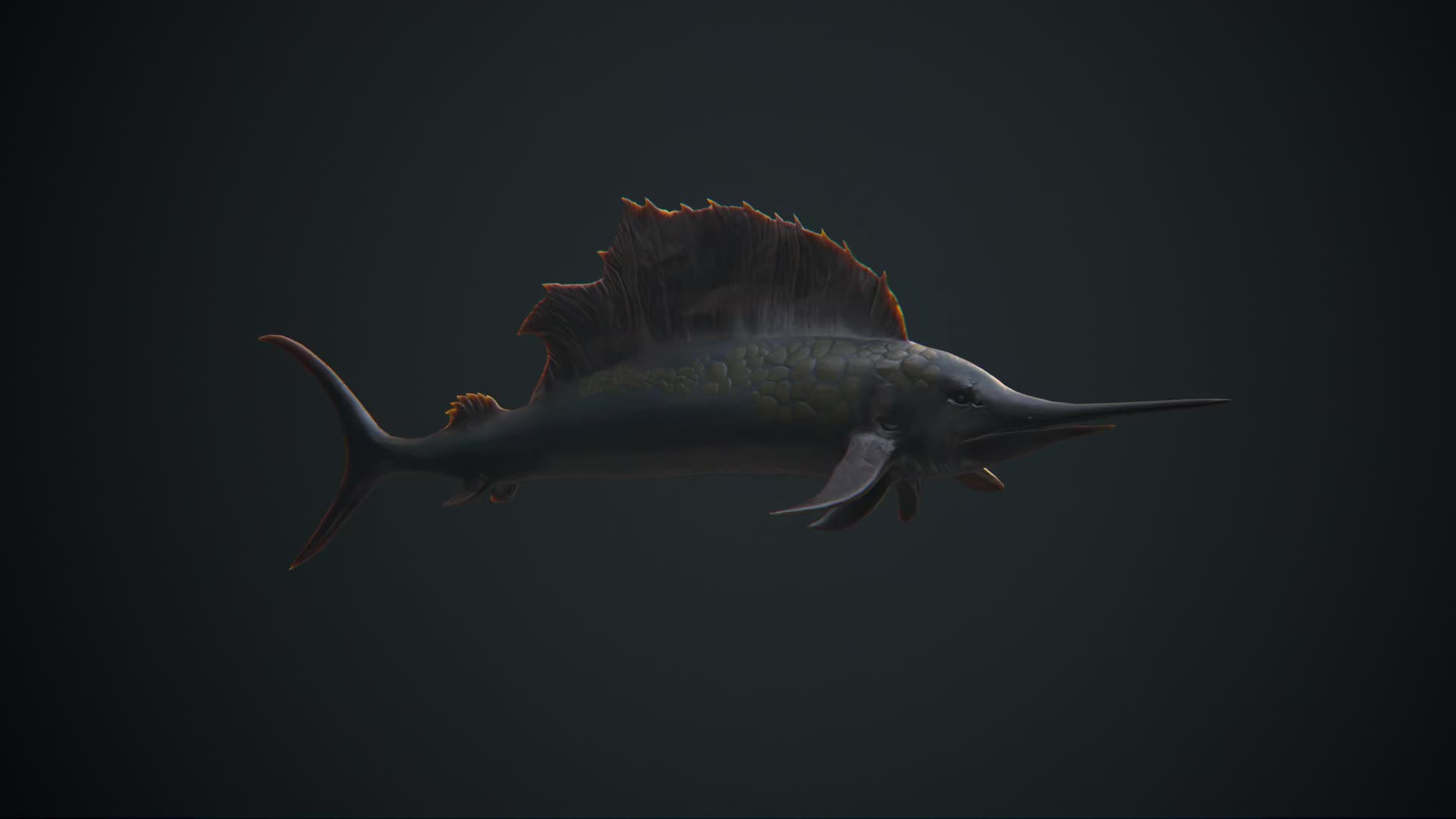 Marlin Low Poly Model Underwater Creatures Ocean Monster Fish Model Low ...