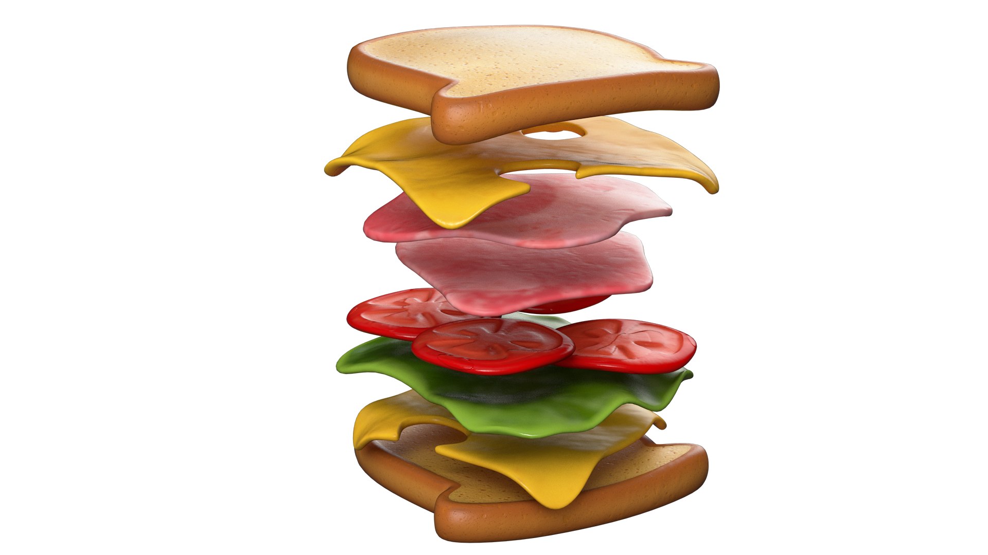 3D Cartoon Sandwich - TurboSquid 2053292