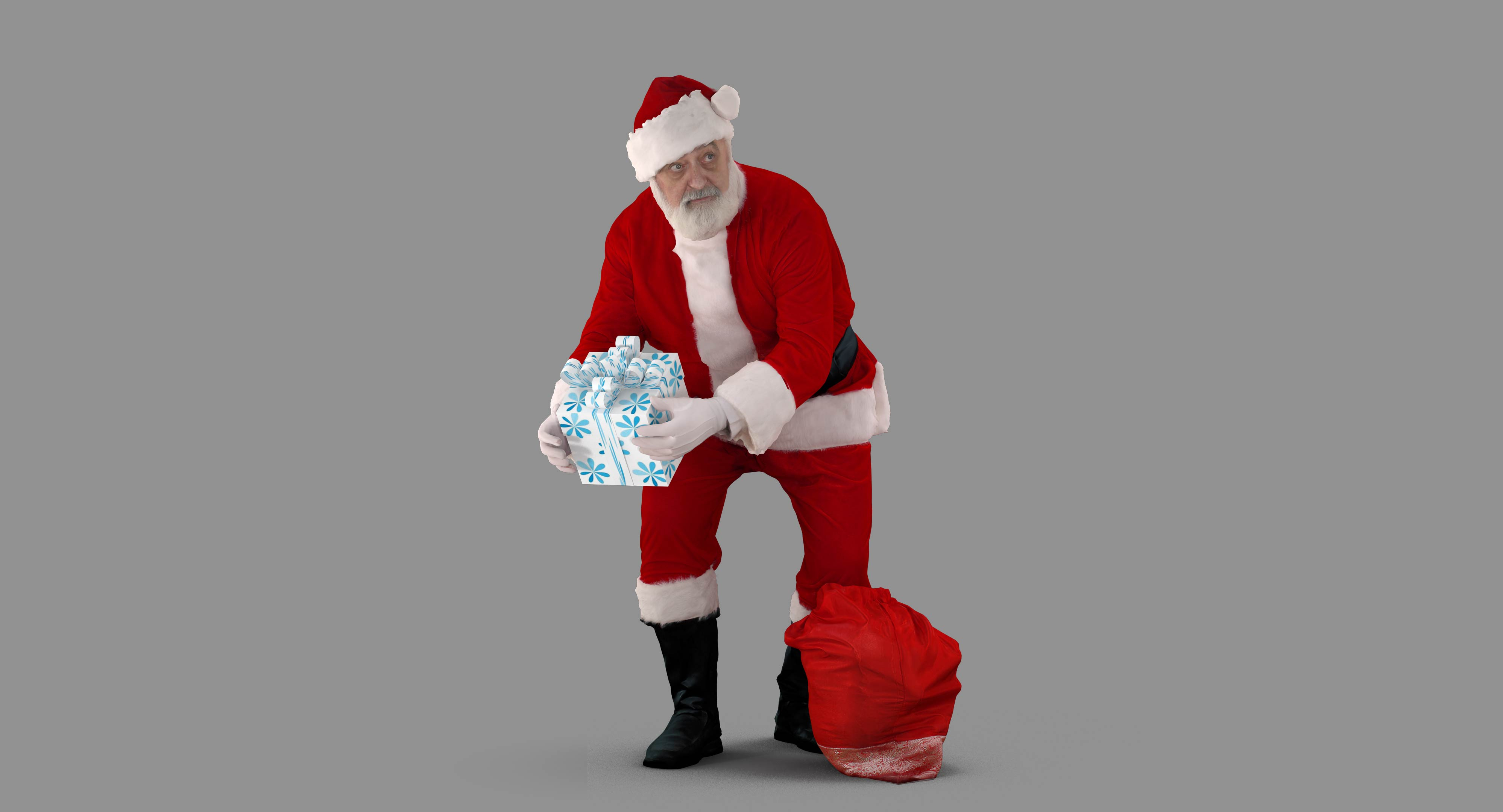 santa gift people human 3d model