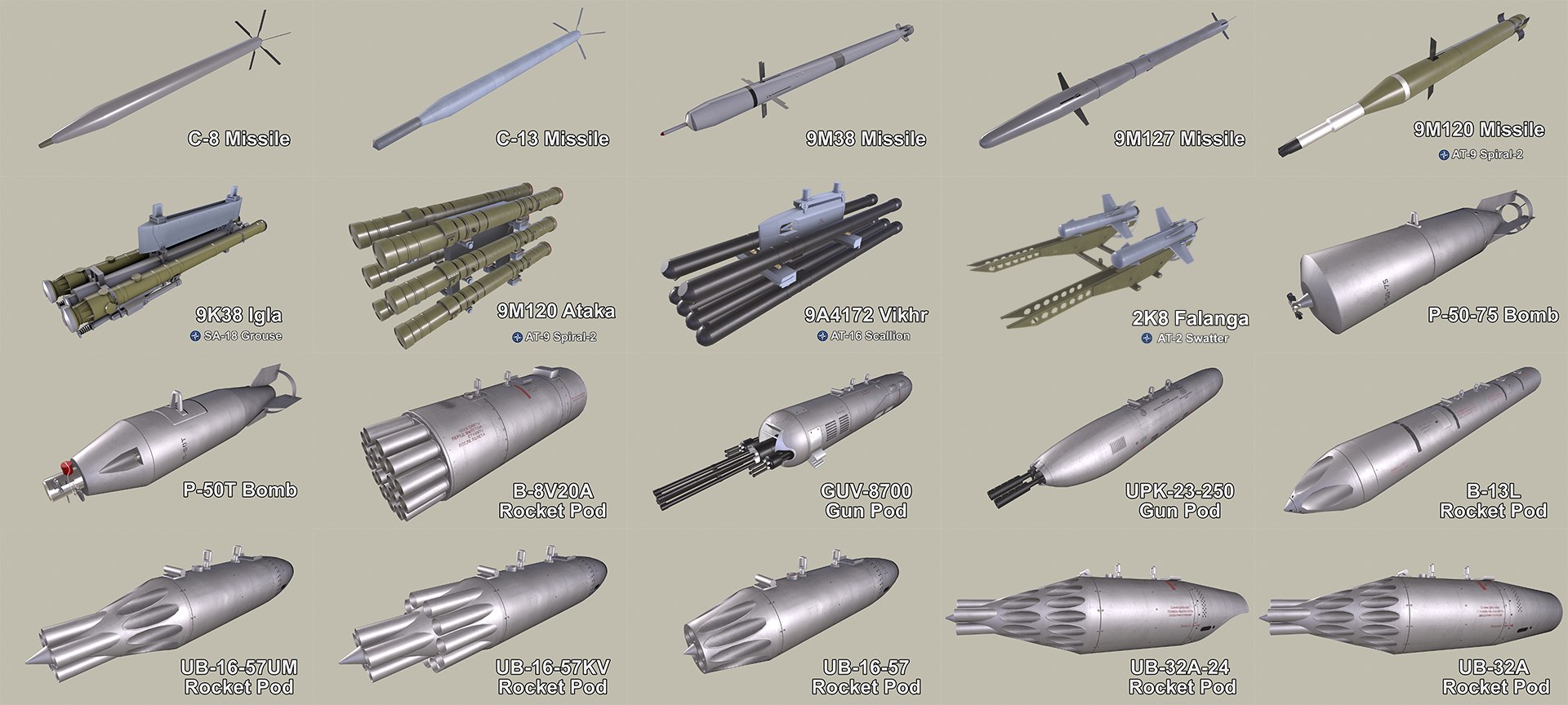 3D Rockets And Gun Pods Collection - TurboSquid 1951883
