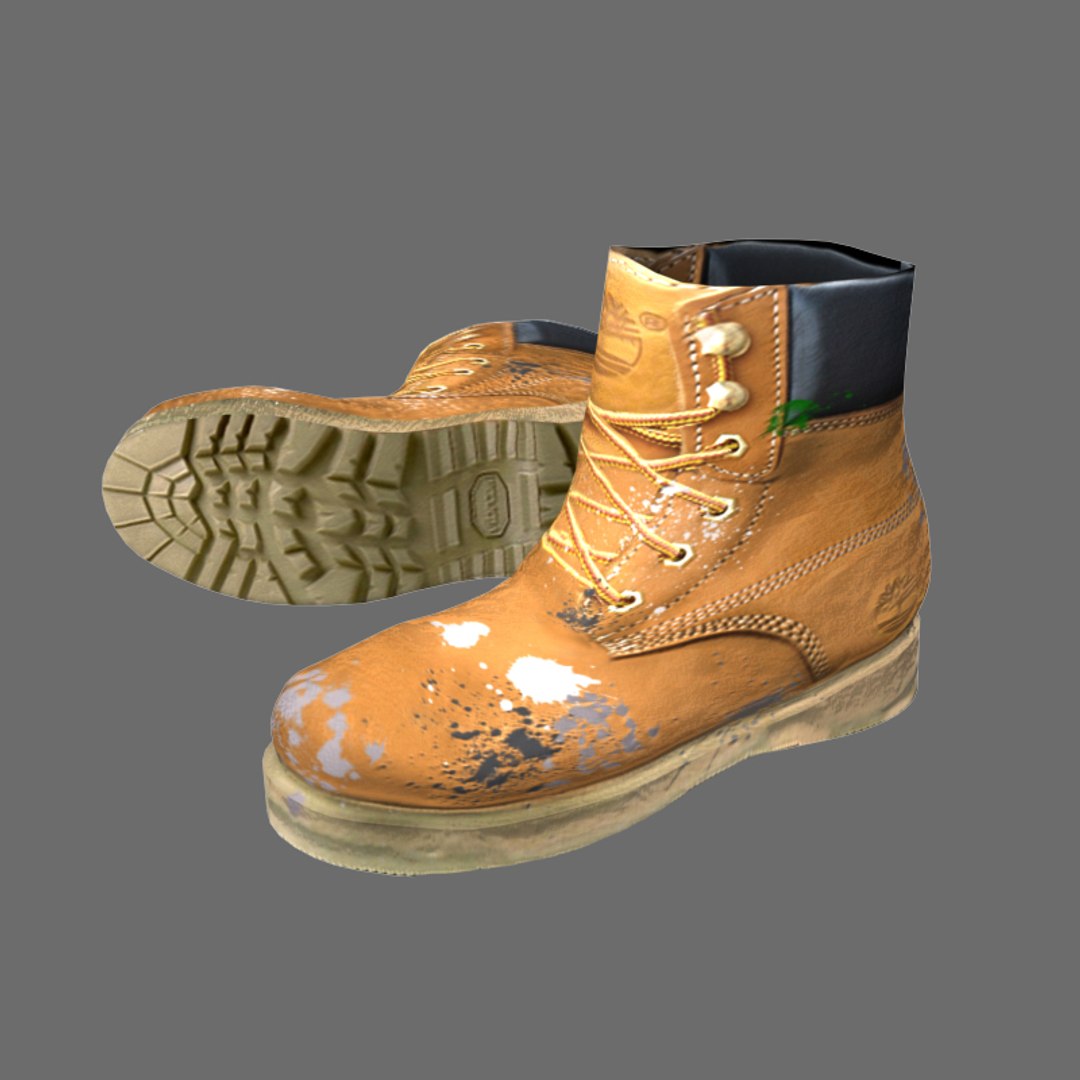 Free Ready Timberland Working Boots 3d Model