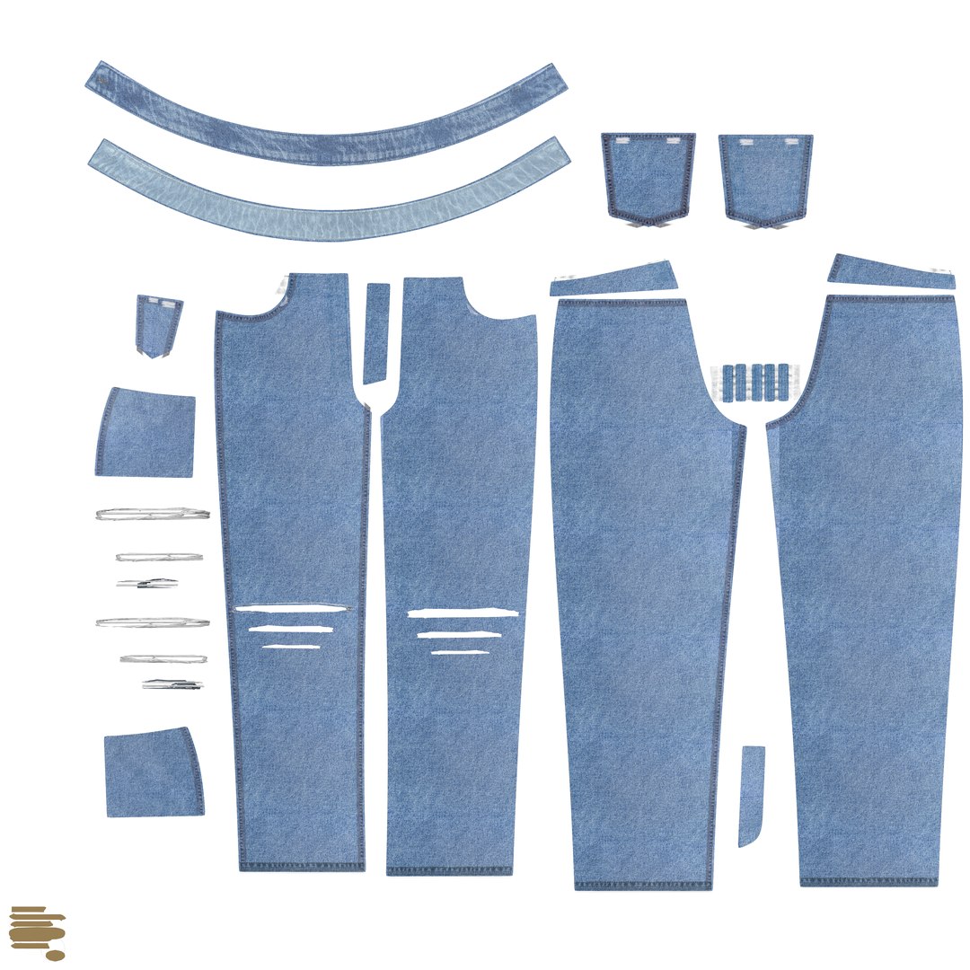 3D Female Denim Jean - TurboSquid 2151923