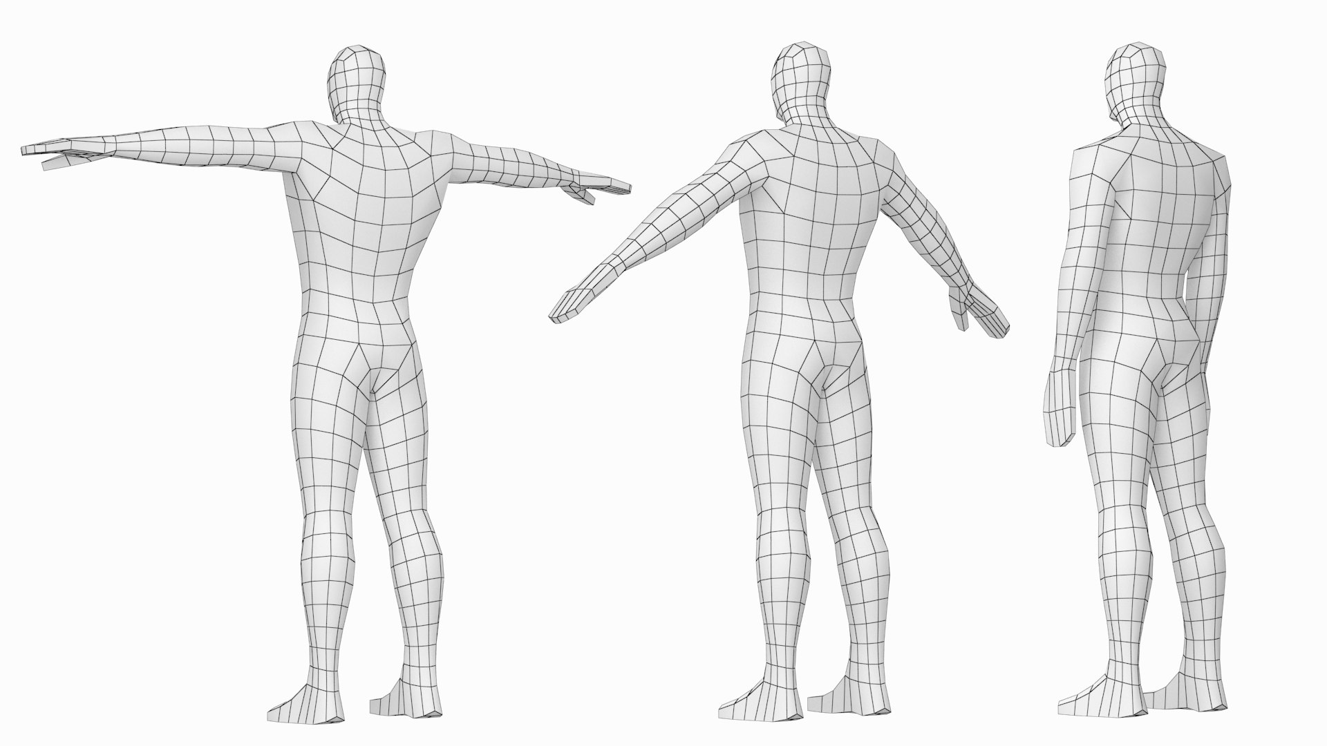 3D Male Hero in Three Poses Base Mesh - TurboSquid 2145136
