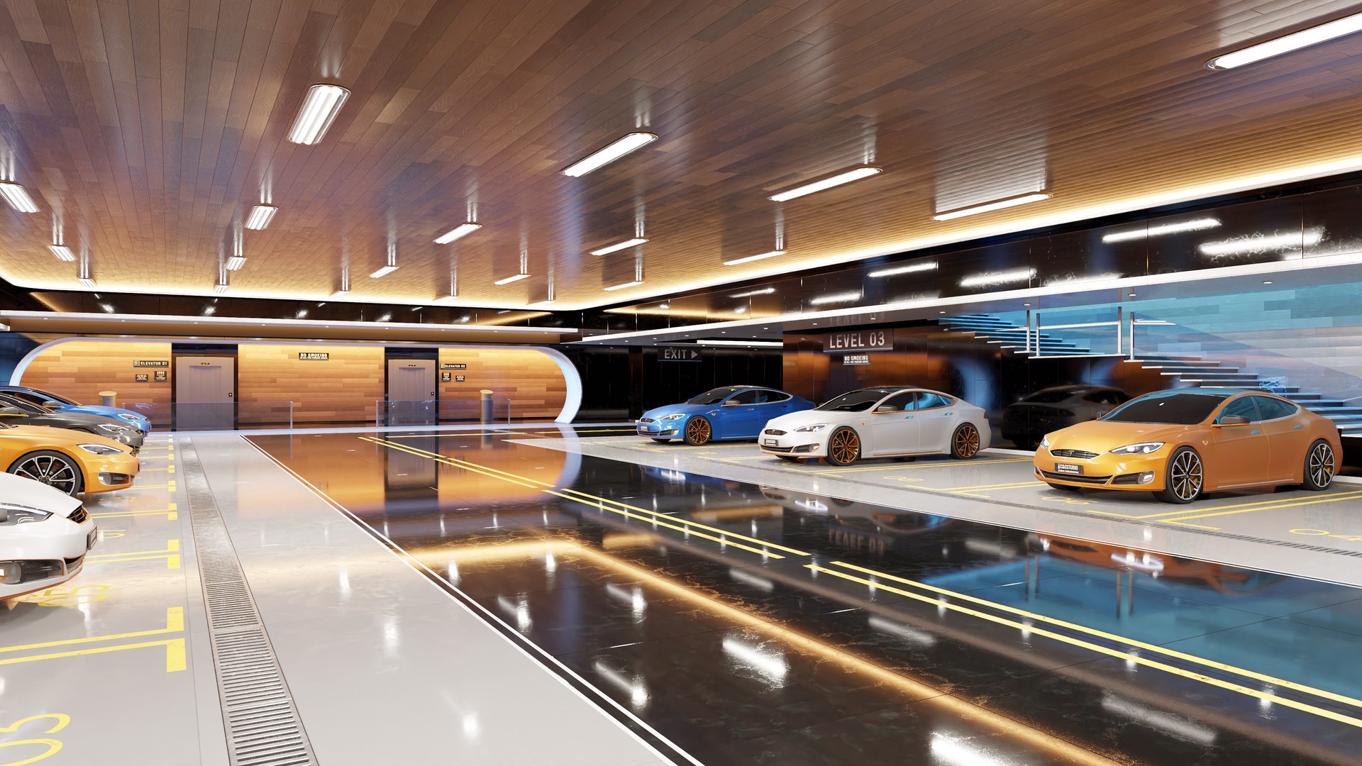 Modern Underground Luxury Car Park Garage 3D Model - TurboSquid 2136922
