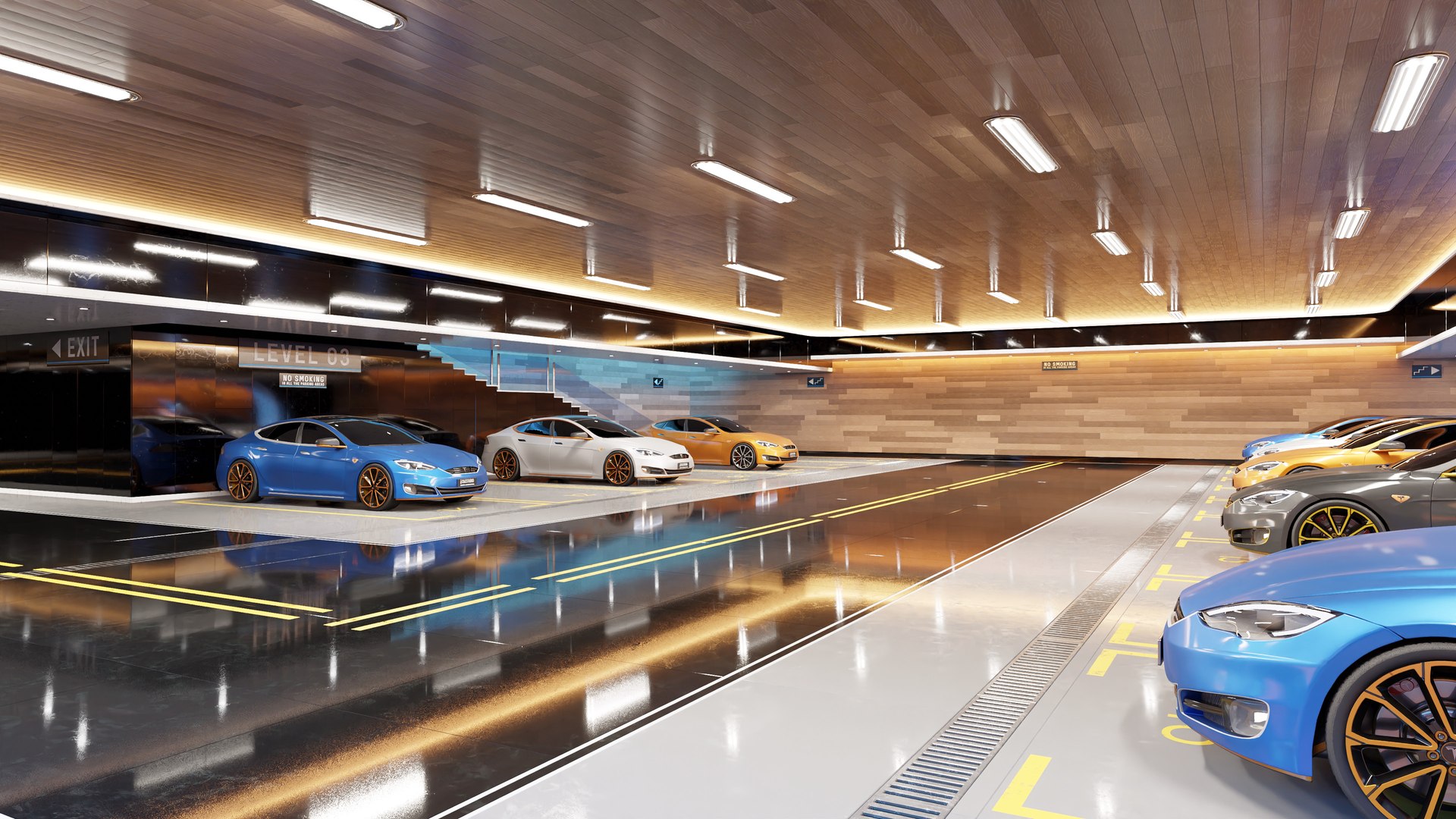 Modern Underground Luxury Car Park Garage 3D Model - TurboSquid 2136922