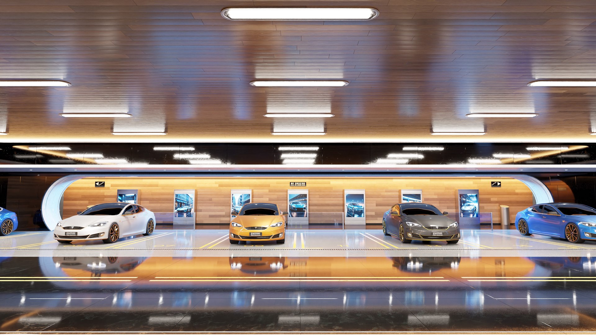 Modern Underground Luxury Car Park Garage 3D Model - TurboSquid 2136922