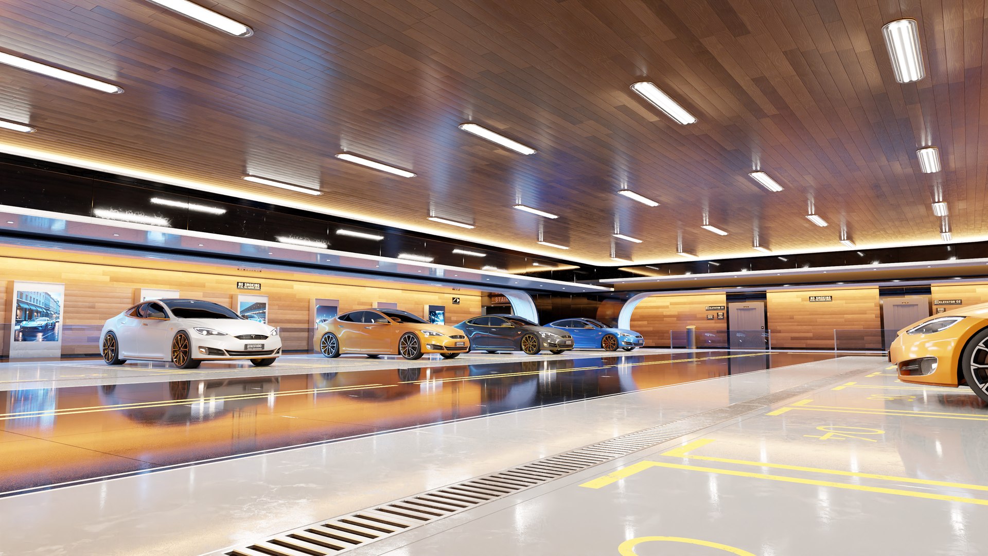 Modern Underground Luxury Car Park Garage 3D Model - TurboSquid 2136922