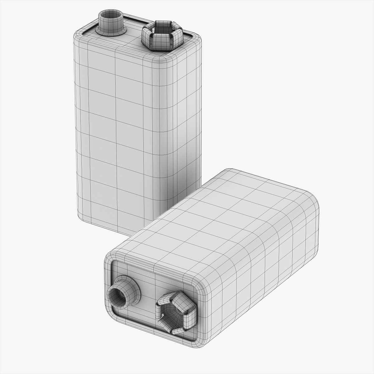 9v block battery 3d obj