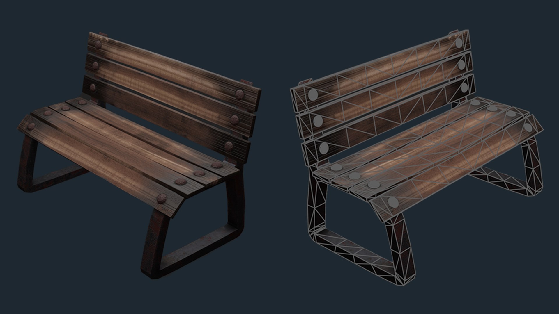 Game Ready Model Of Wooden Bench 3D Model - TurboSquid 2045959