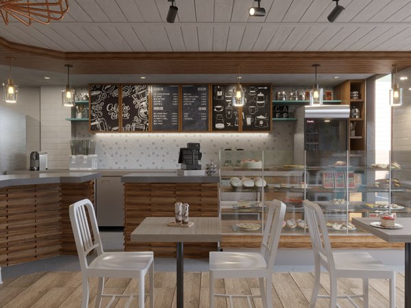 Cozy Modern Coffee Shop model - TurboSquid 1916432