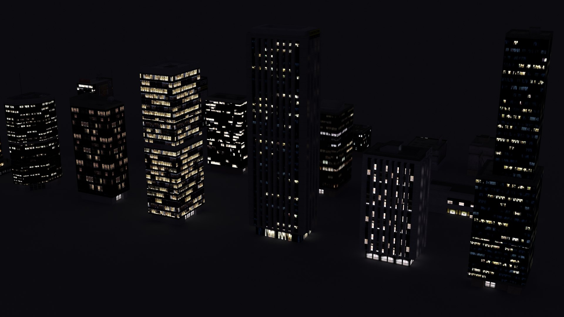 3D 20 RT Buildings Night Model - TurboSquid 1858618