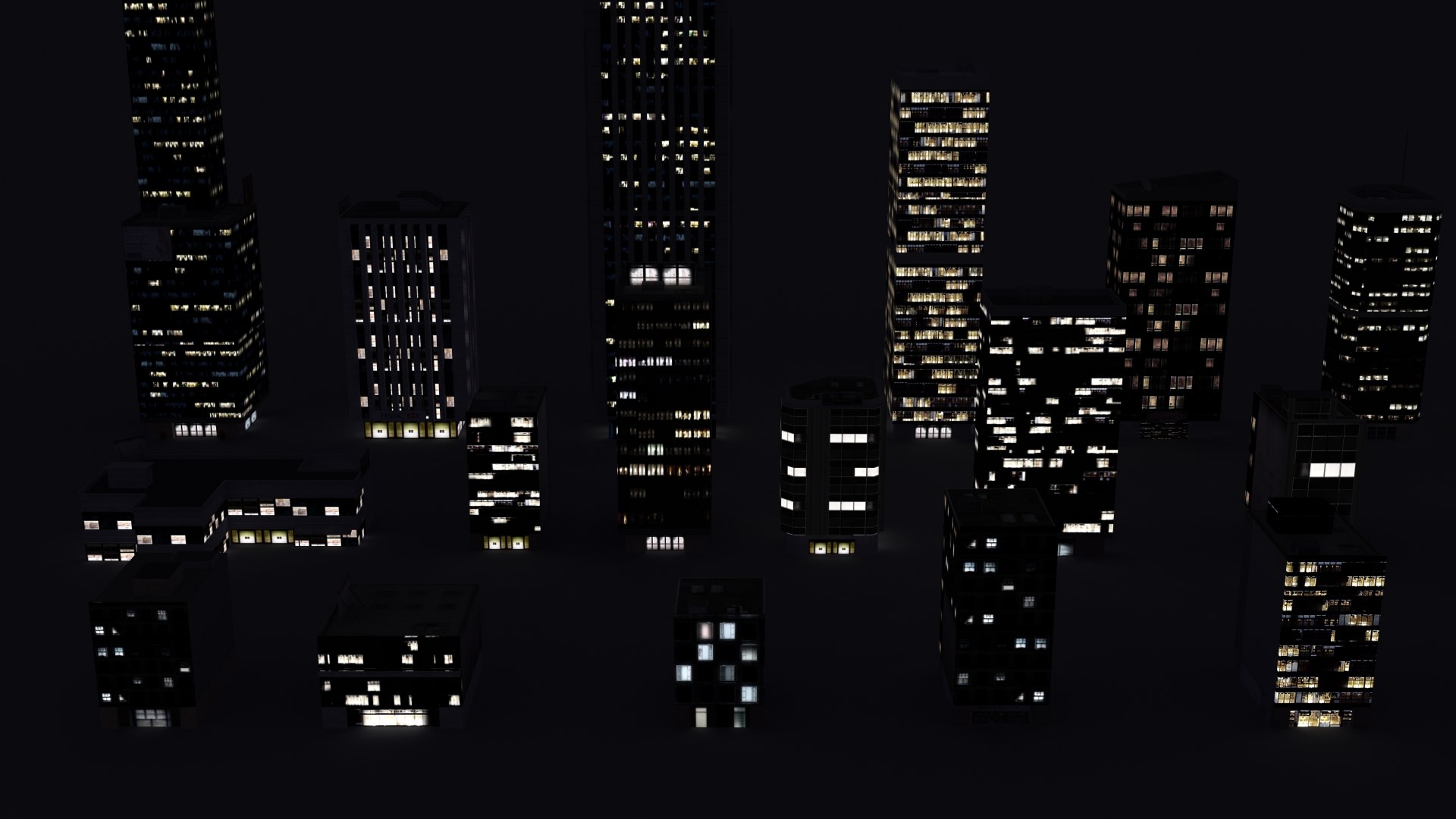 3D 20 RT Buildings Night Model - TurboSquid 1858618