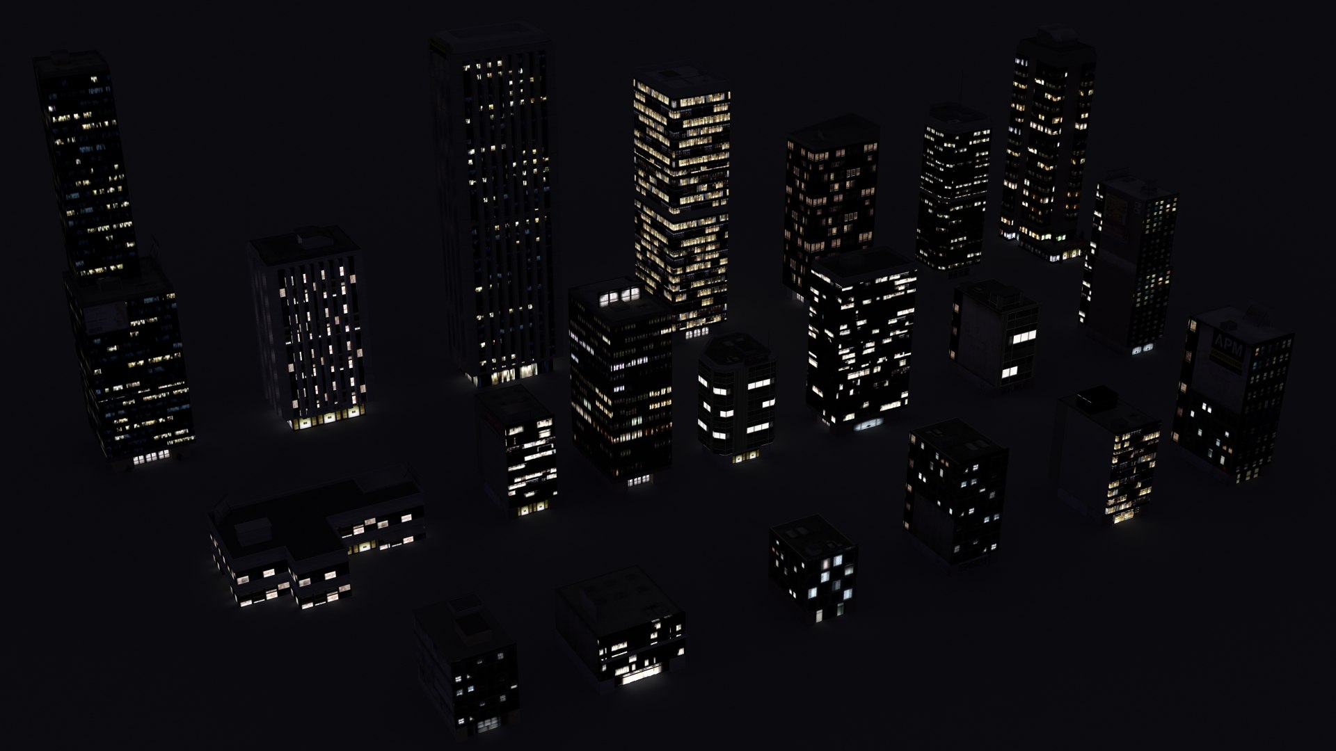 3D 20 RT Buildings Night Model - TurboSquid 1858618