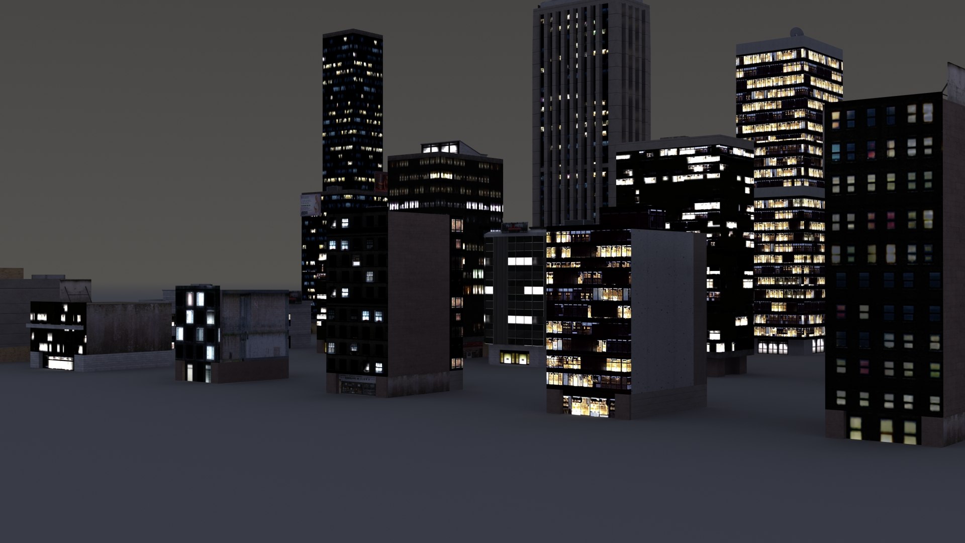 3D 20 RT Buildings Night model - TurboSquid 1858618