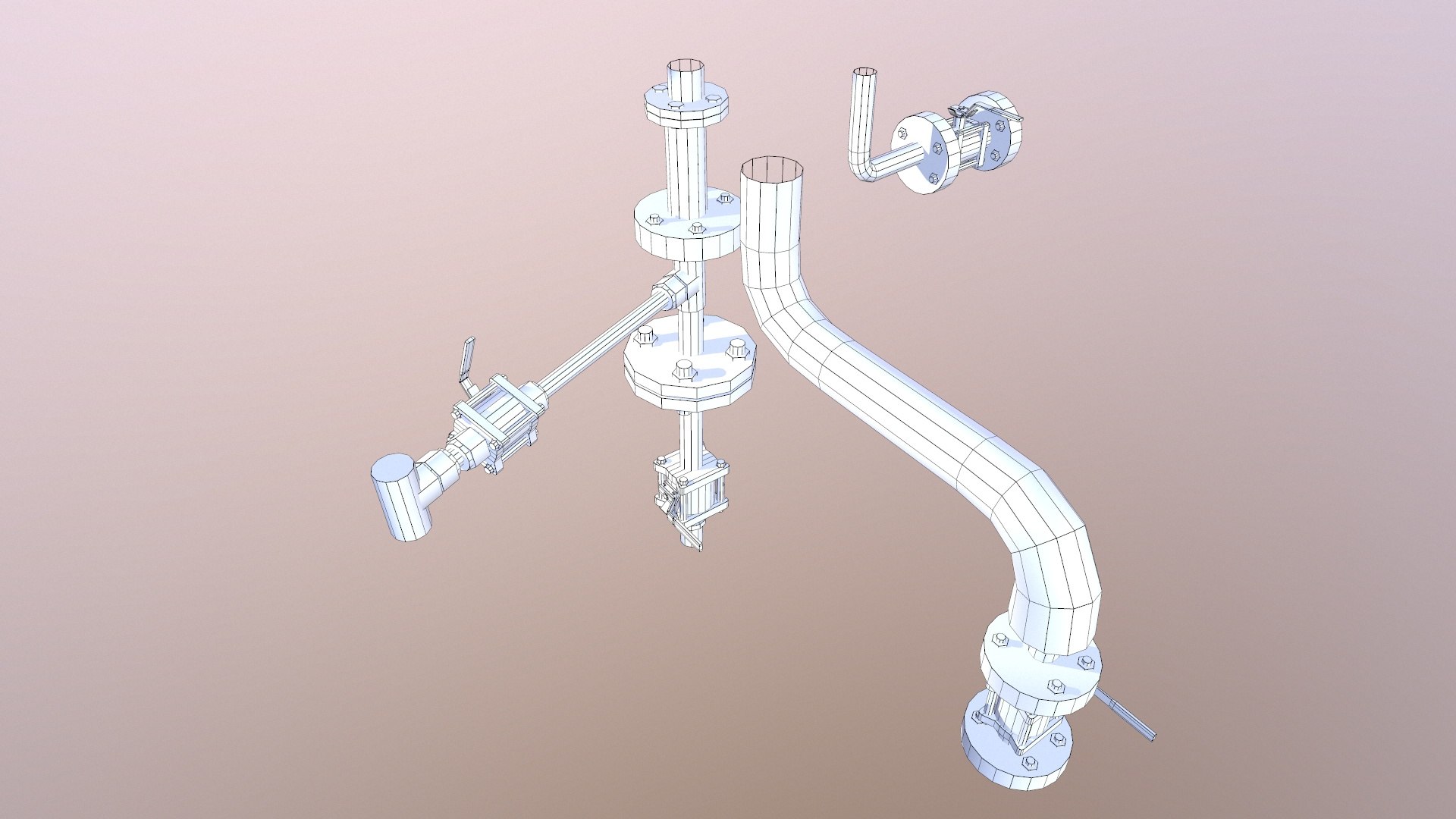 3D Model Pipe Bend And Valves - TurboSquid 2291981